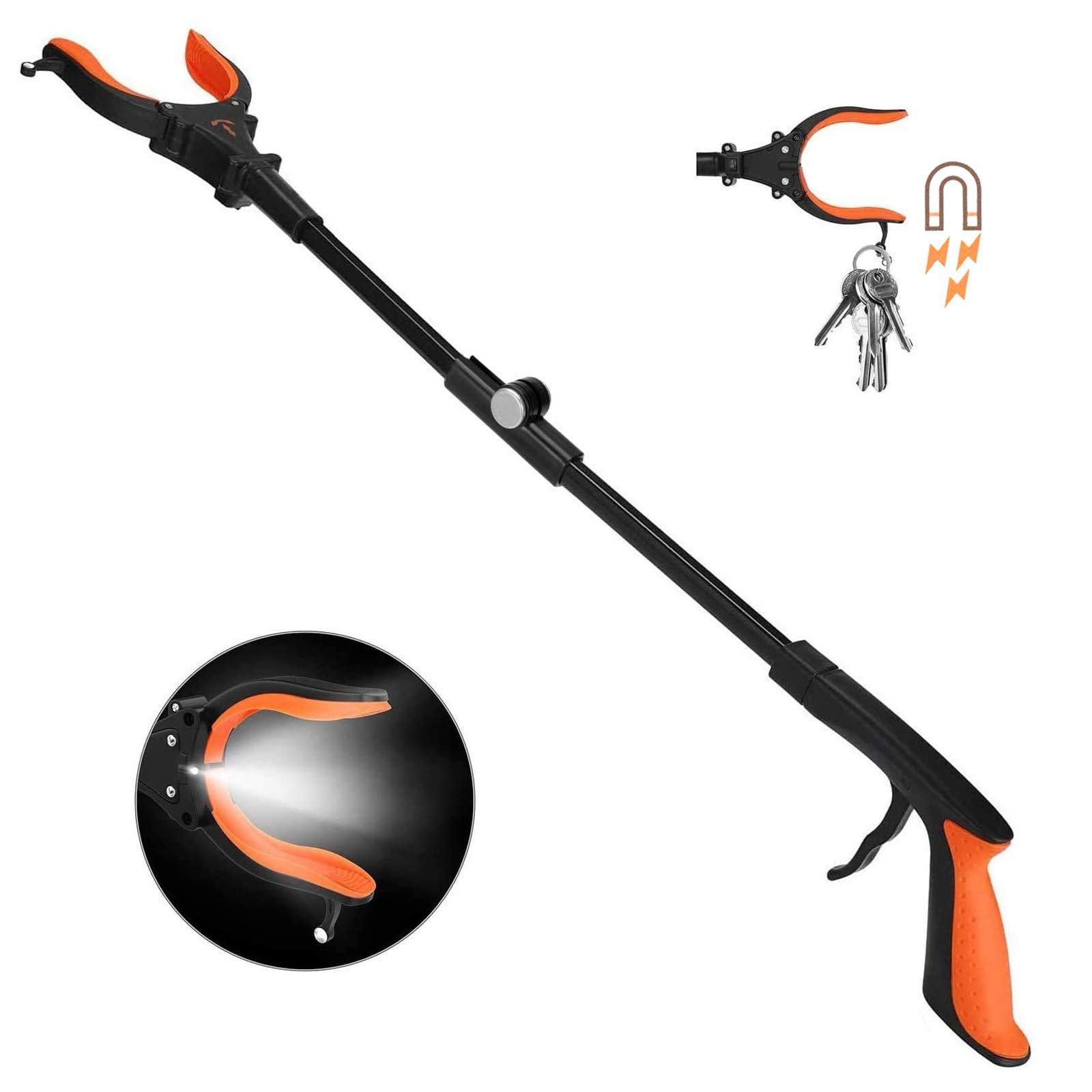32" Reacher Grabber Tool with Light, Kekoy Trash Claw Grabber Reaching ...