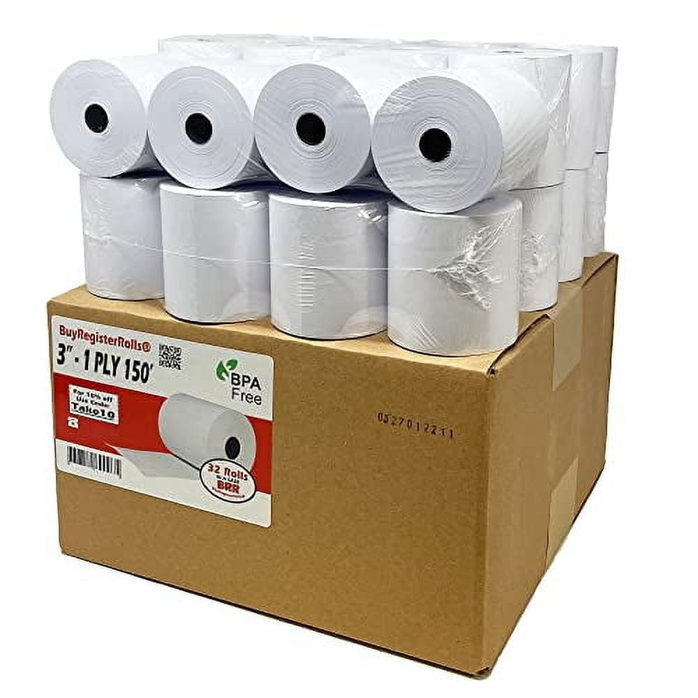 (32 Rolls) 3" x 150' 1 Ply Bond (Non –Thermal Kitchen Printer Paper ...