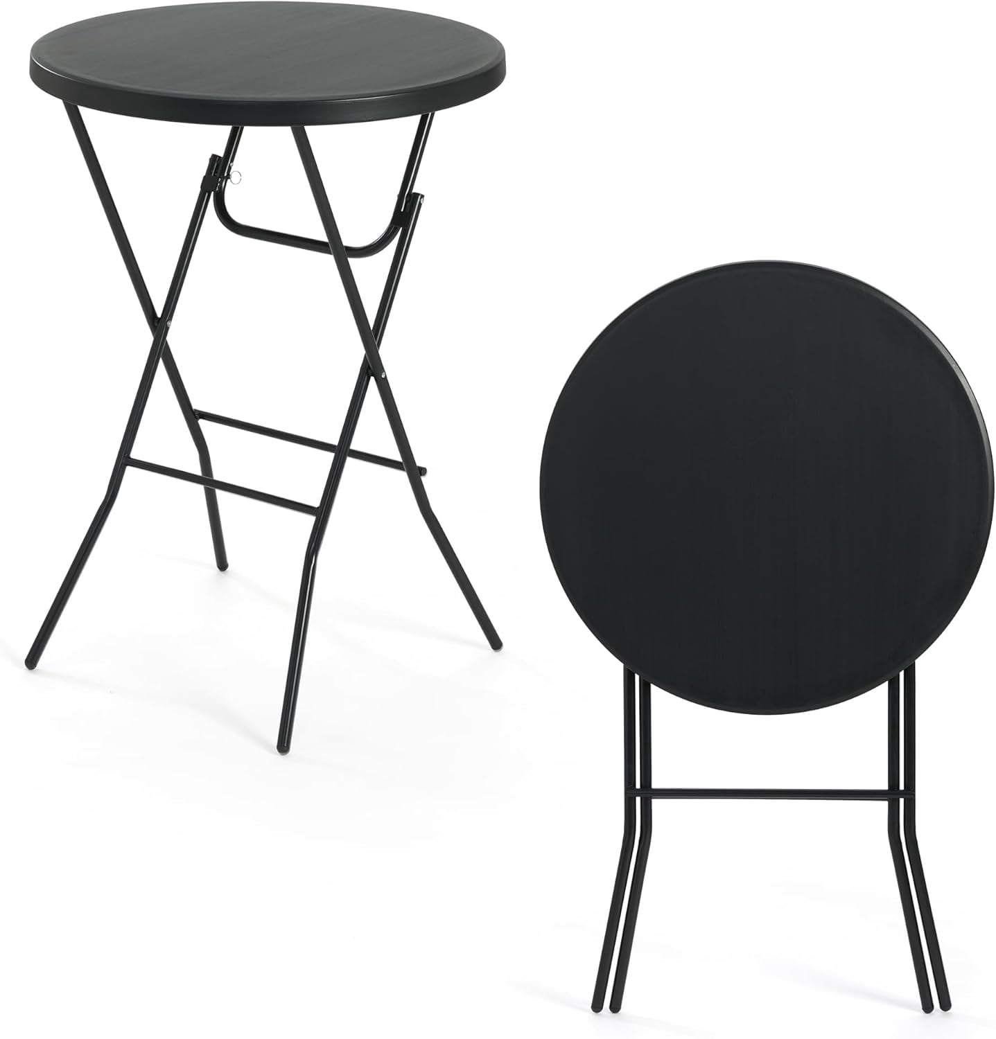 32'' Round Folding Table, HDPE Portable Bar Height Table with Removable ...