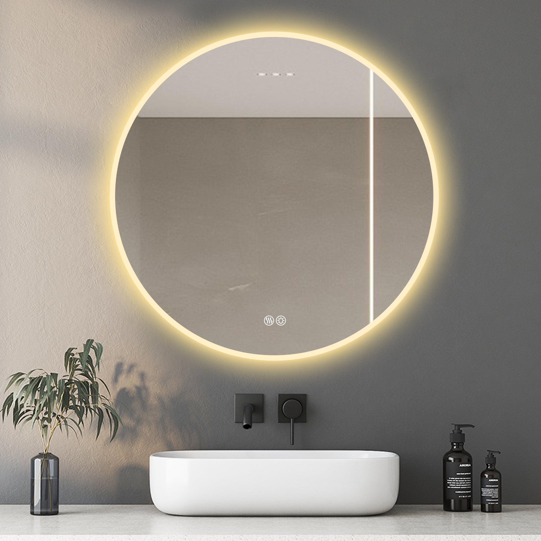 Eleshine 32" Round LED Smart Bathroom Vanity Mirror with Lights, Anti ...