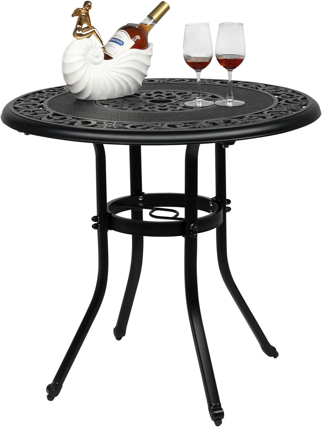 32" Round Patio Bistro Table Outdoor Dining Table with Umbrella Hole ...