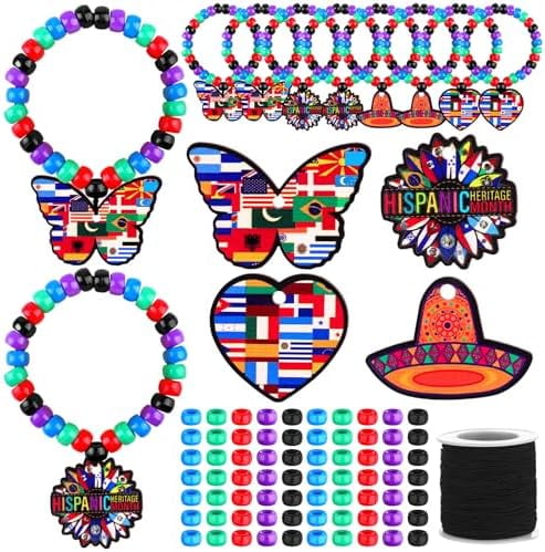32 Set Hispanic Heritage Month DIY Bead Bracelets Kit – 1000 Beads, 32 ...