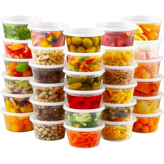 32 Sets 12 oz Plastic Deli Food Containers With Lids, Airtight Food ...