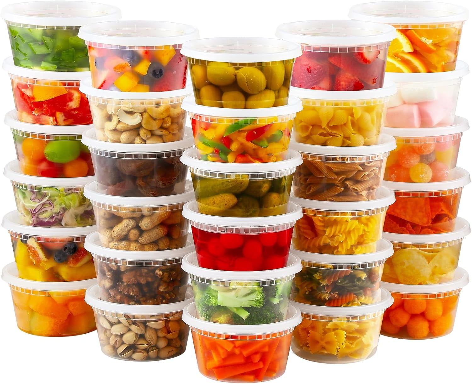 32 Sets 12 oz Plastic Deli Food Containers With Lids, Airtight Food ...