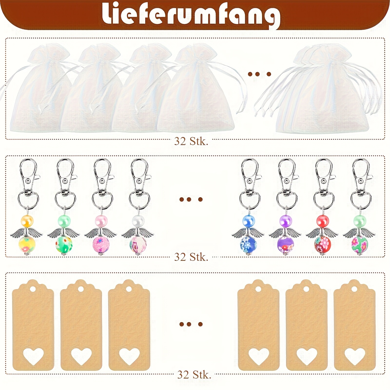 32 Sets Guardian Angel Keychains - Vibrant Angel Pendants, with ...
