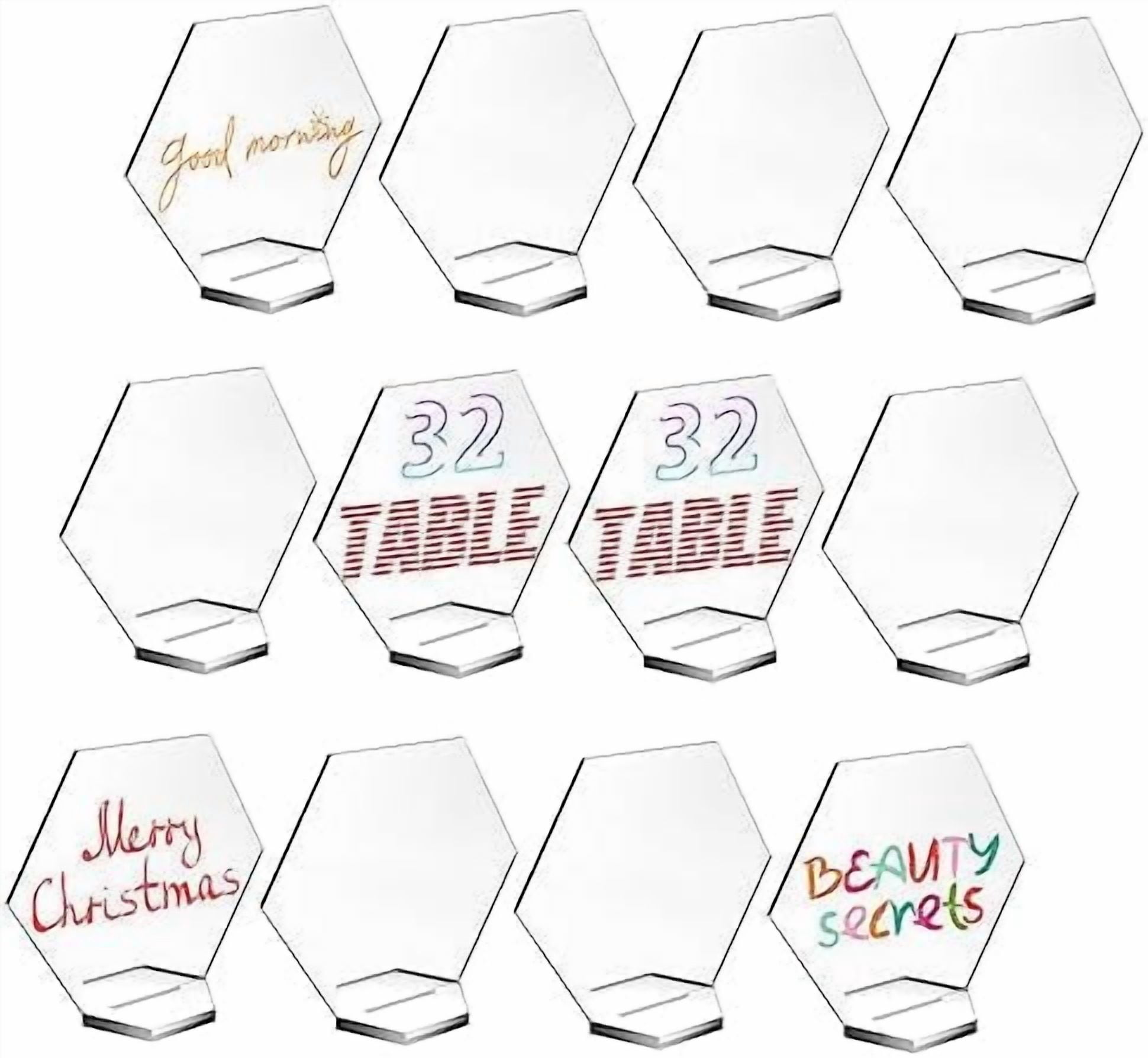32 Sets Hexagon Acrylic Blank With Stand,DIY Clear Hexagon Place Cards ...
