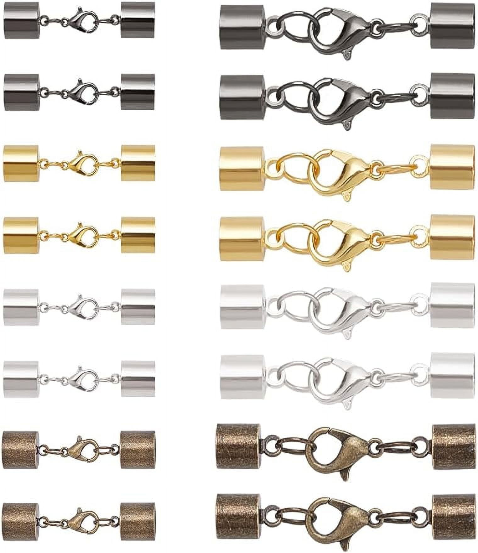32 Sets Leather Cord End Cap with Lobster Claw Clasps 2 Sizes Endcaps ...
