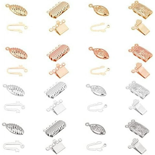 32 Sets Multi-Strand Clasps 4 Styles Box Clasps 4 Colors Layering Clasp ...