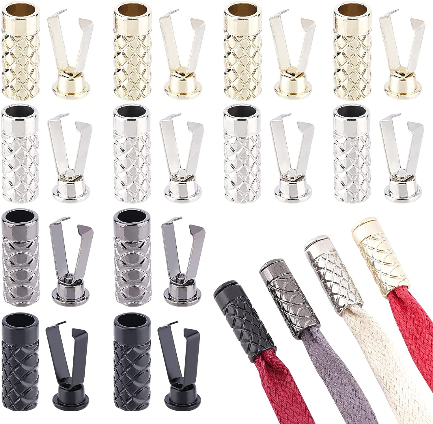 32 Sets Shoelace Ends Tips 4 Color Alloy Shoelace Replacement ...