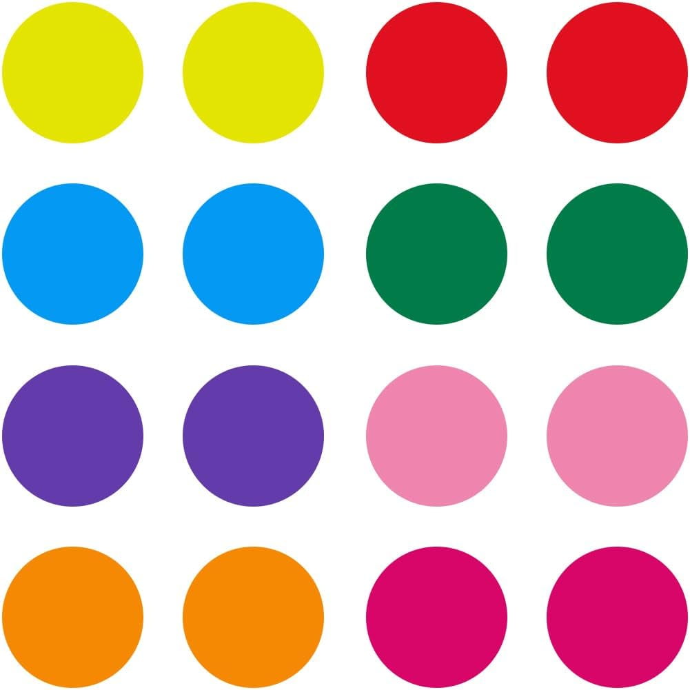 32 Sheets 8 Colors PVC Dry Erase Dot Circles Removable Sticker Spots ...