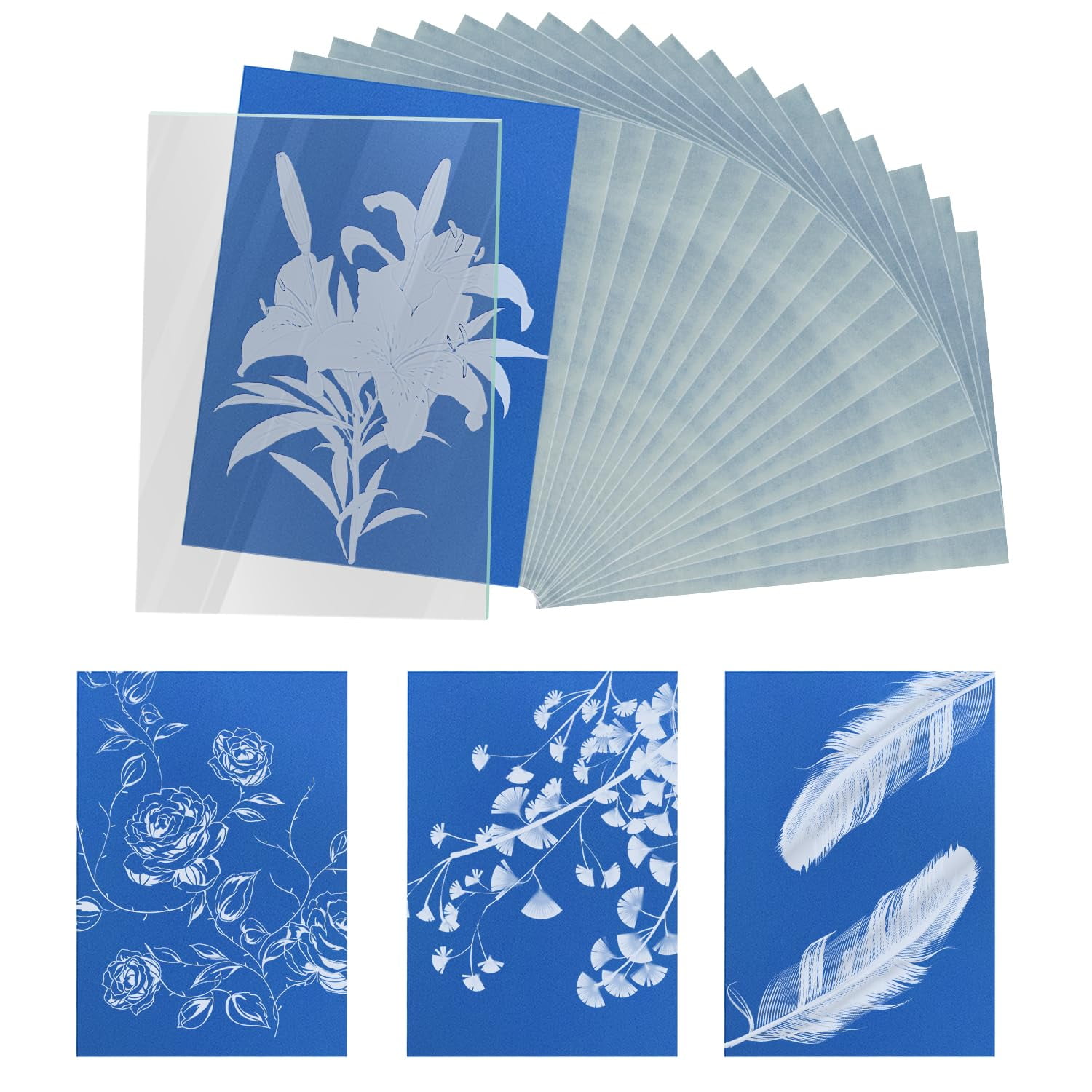 32 Sheets A6 Sun TSF6 Print Paper Kit, 5.83x4.13in Cyanotype Paper with ...