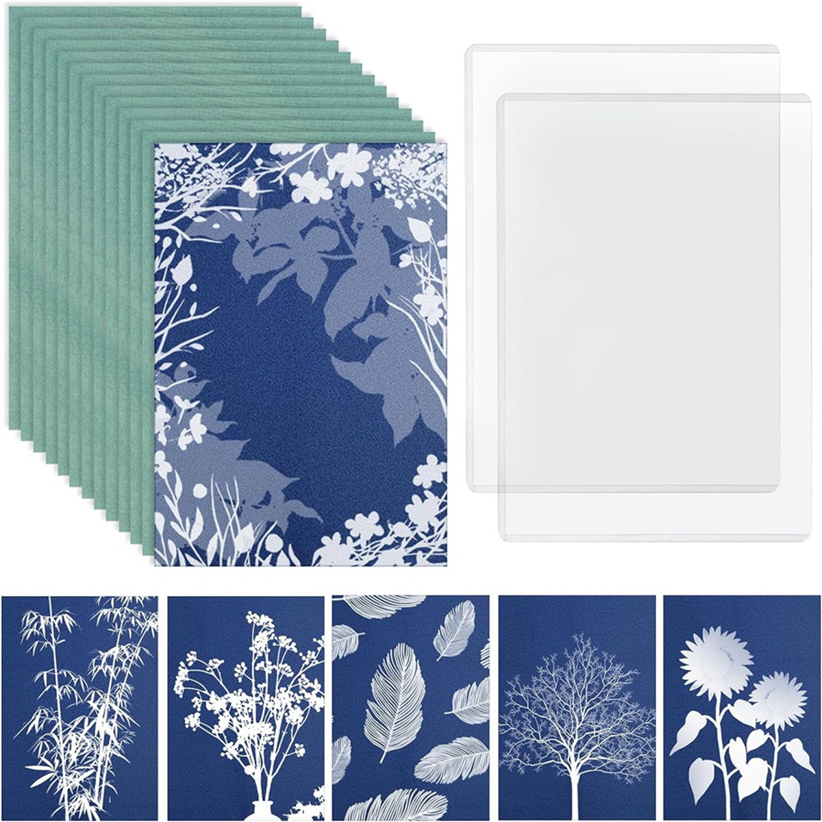 32 Sheets Cyanotype Paper Sun Print Kit, for Printing Sensitive Kids ...