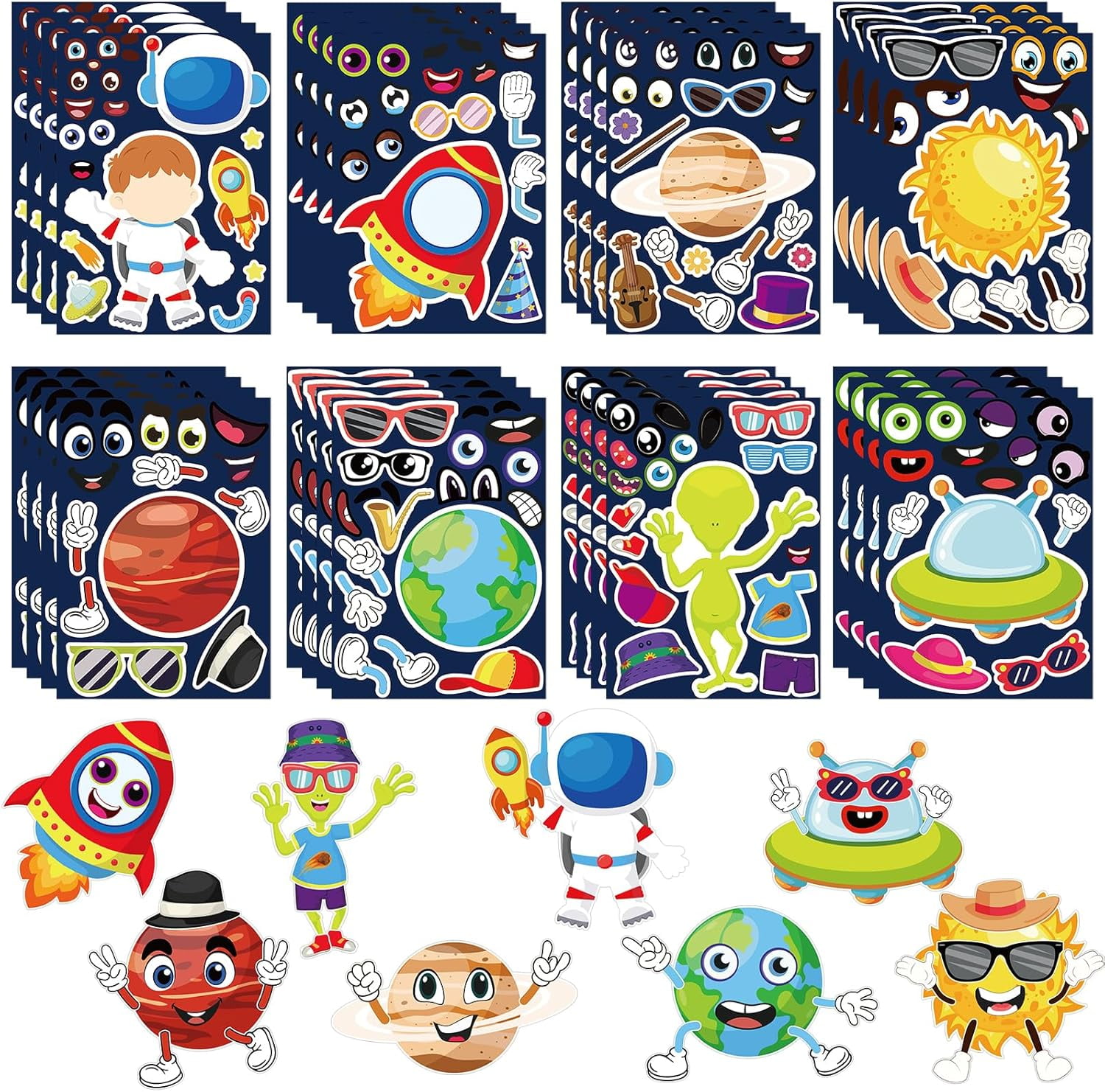 32 Sheets Make Your Own Outer Space Stickers, Creative Fun Rocket Ship ...