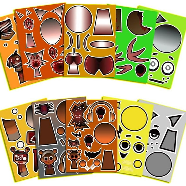 32 Sheets Sprunki Stickers, Cartoon Make-a-face Stickers for Kids, Make ...