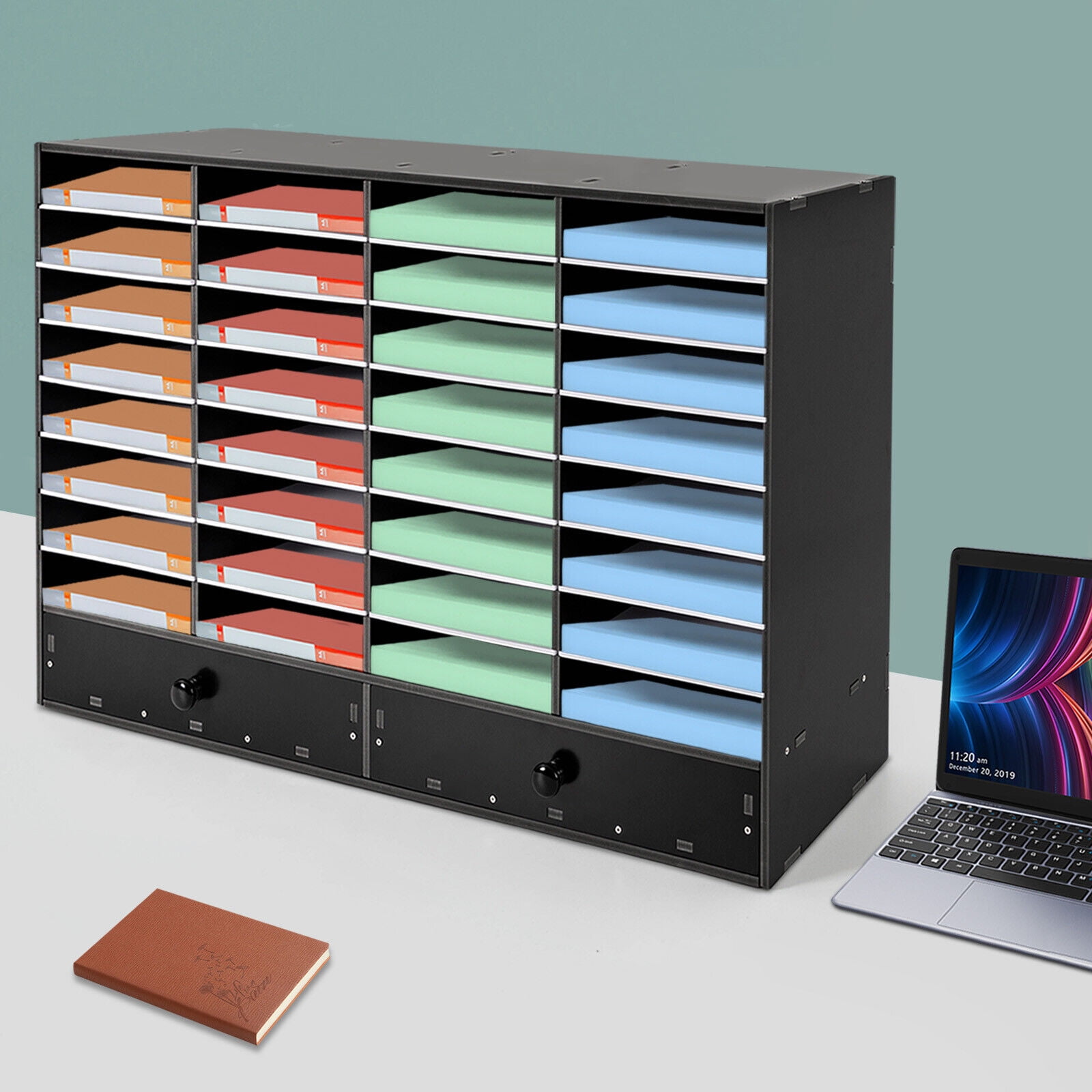 32-Slot File Folder Organizer Storage Rack Sorter Desktop Letter Office ...