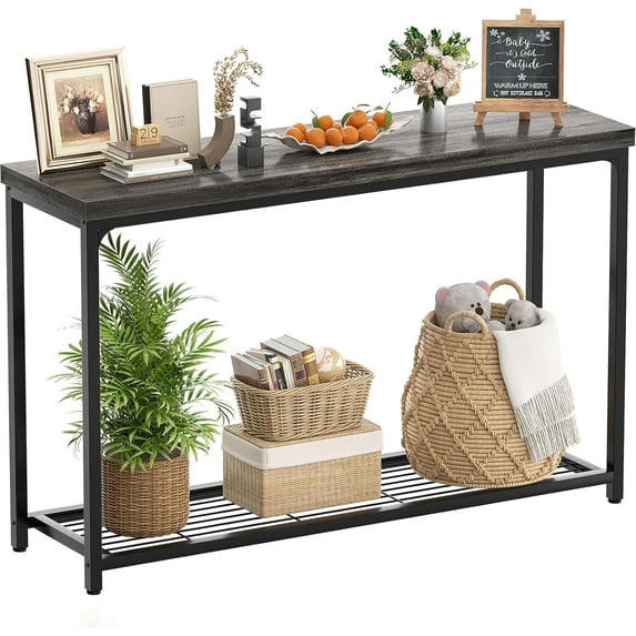 32" Small Console Table with Storage, Narrow Entryway Table, Sofa Table ...
