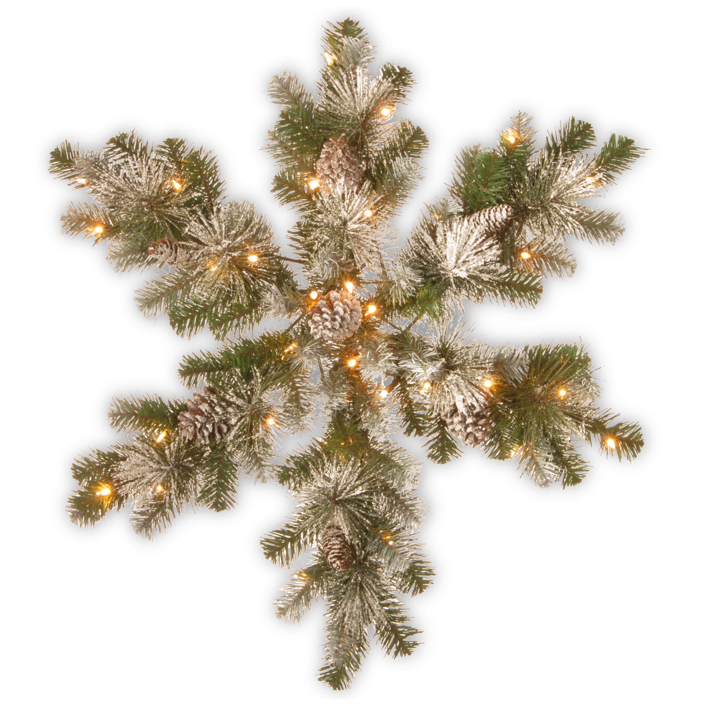 32" Snow Capped Mountain Pine Snowflake with Battery Operated LED ...