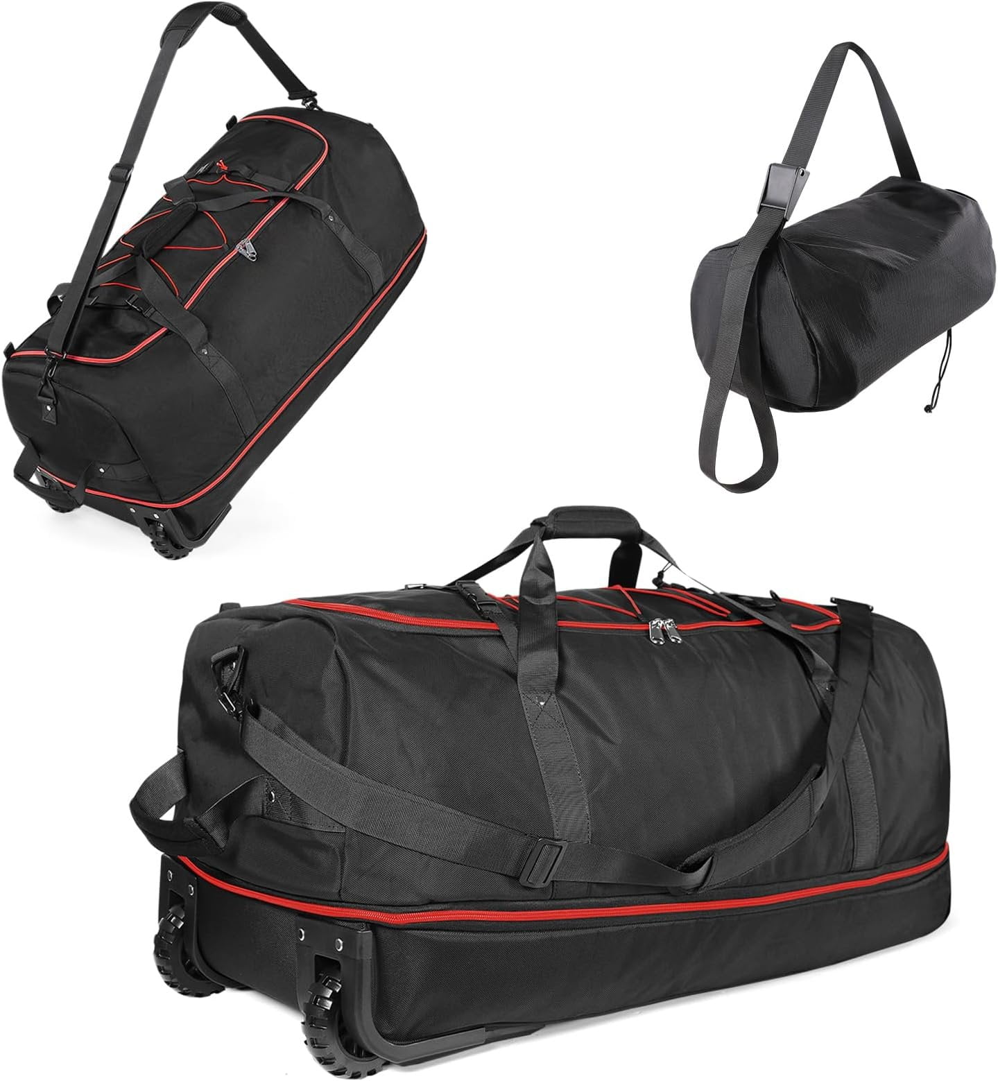 32" Soft-Sided Foldable Wheeled Duffle Bag, 110L Expandable 140L ...