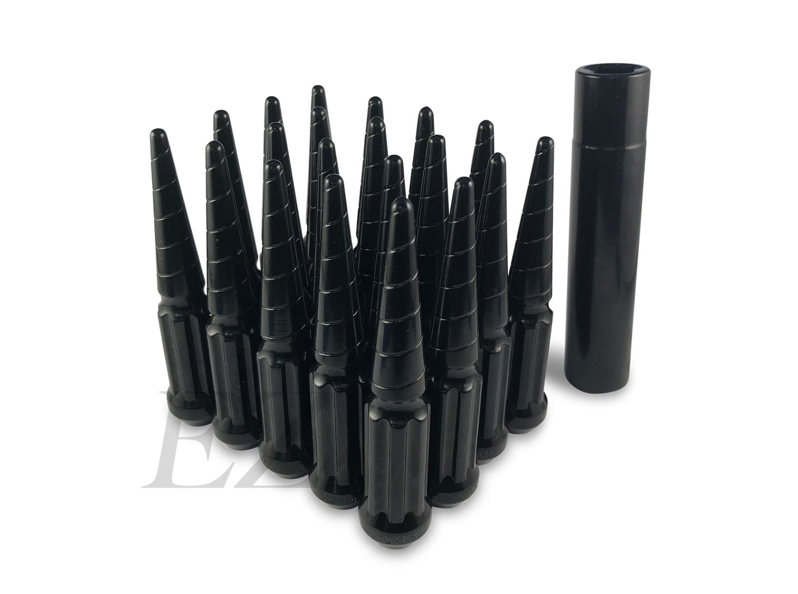 32 Solid Twisted Spline Spike Lug Nuts Kit 14x1.5 Black - Walmart.com