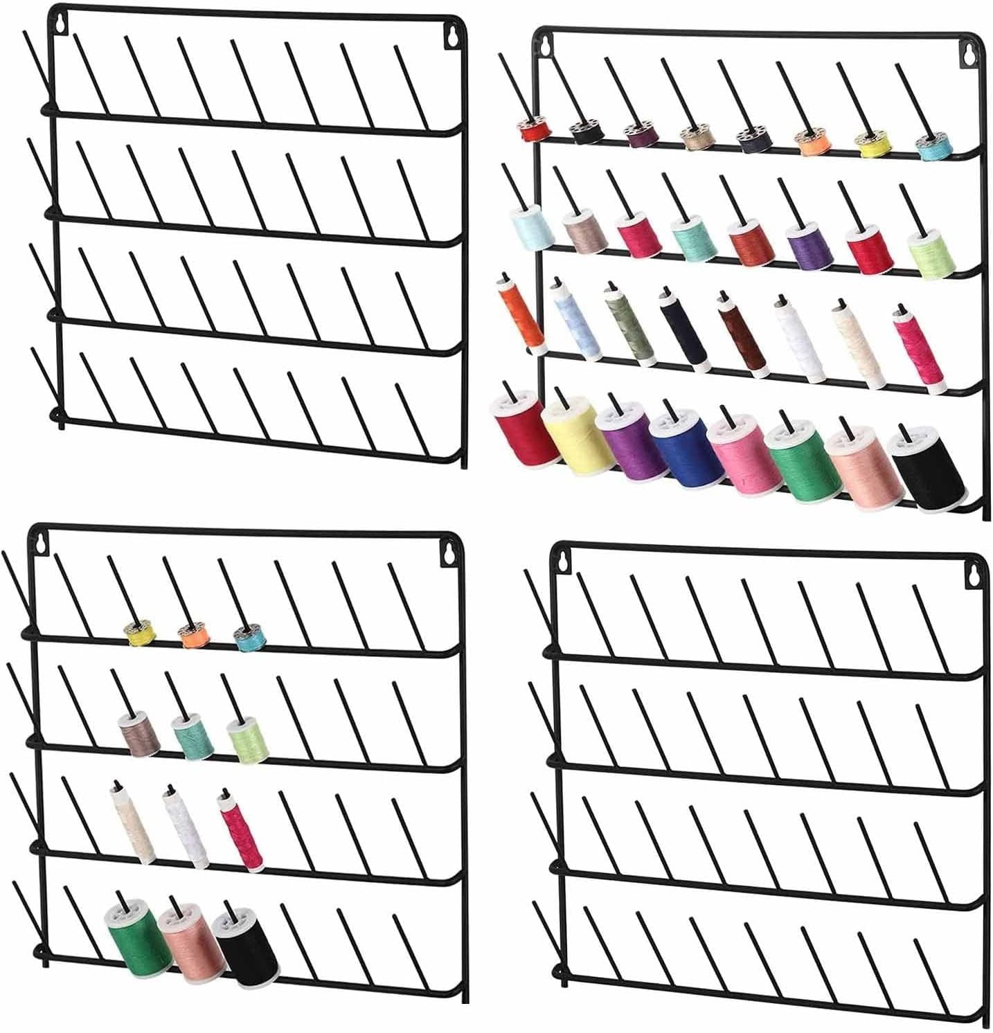 32 Spools Thread Rack, 4 Pack Thread Holder Organizer With Hanging ...