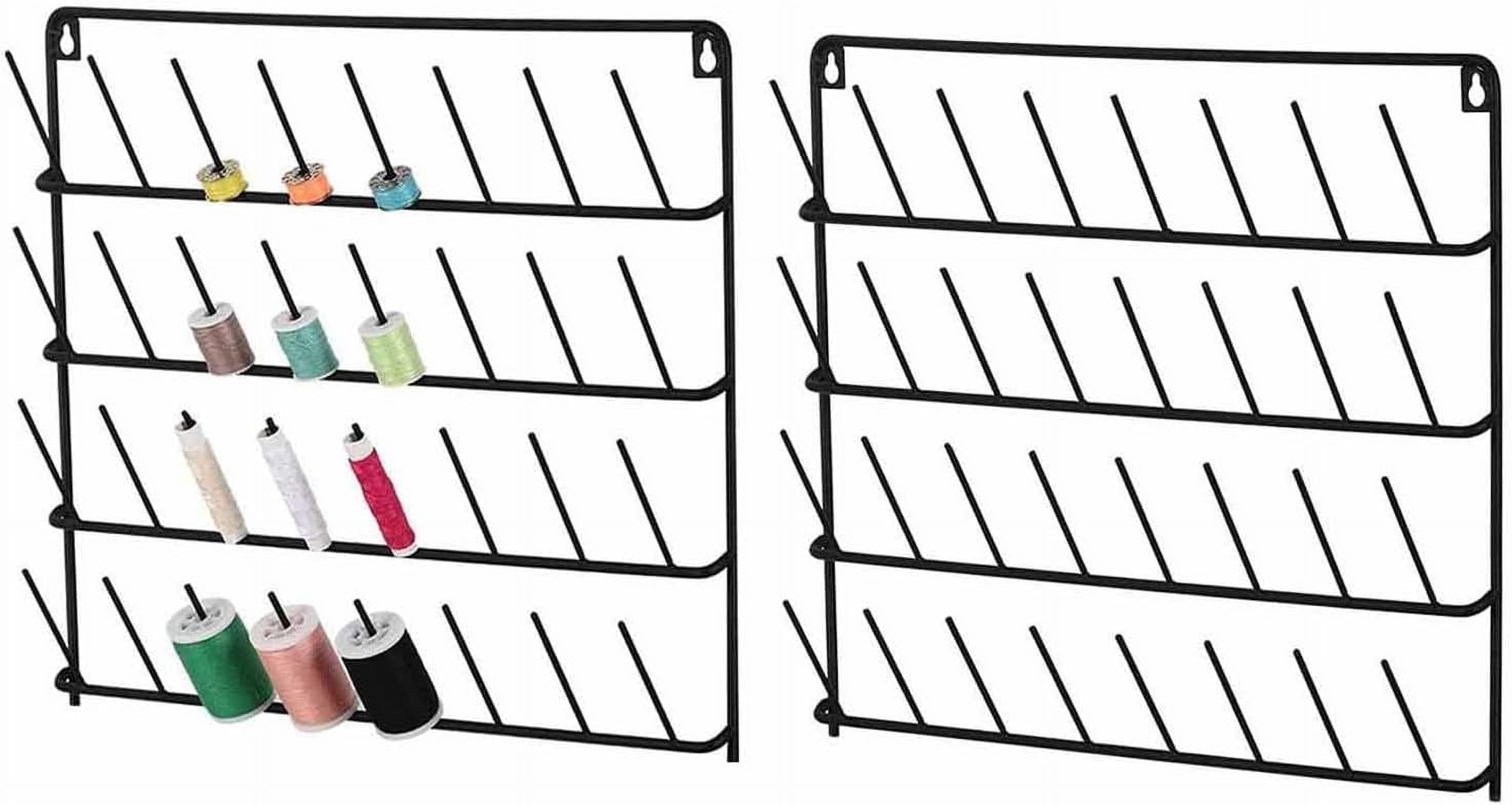 32 Spools Thread Rack Wall-Mounted 2 Pack, Spool Holder with Hanging ...