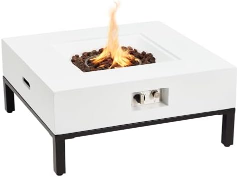 32" Square Propane Fire Pit Table with Stand, 50,000 BTU Outdoor Gas ...