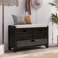 Aukfa Upholstered Storage Bench with 3 Drawers, Flip-Open Storage Box ...