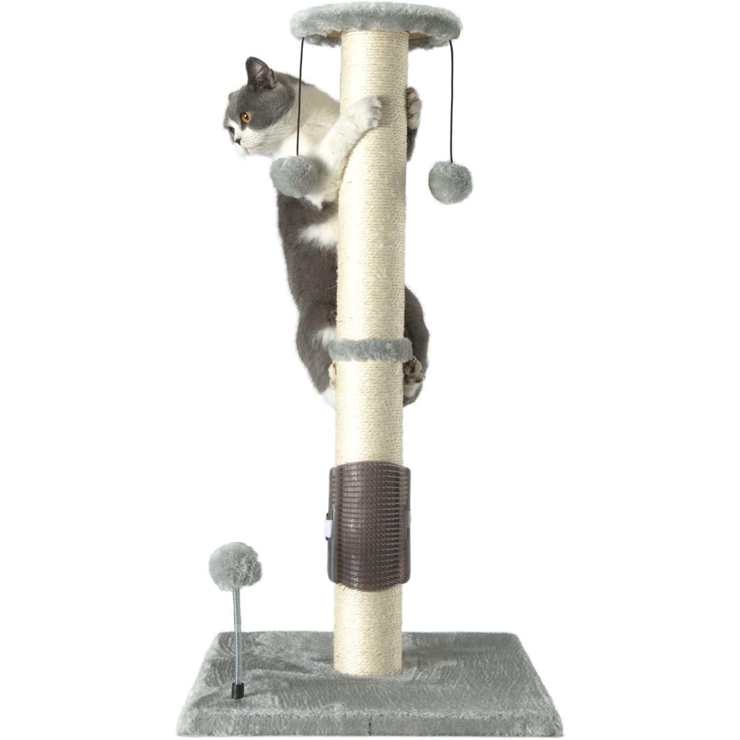 32" Tall Cat Scratching Post Sisal Scratch Posts with Hanging Ball and ...