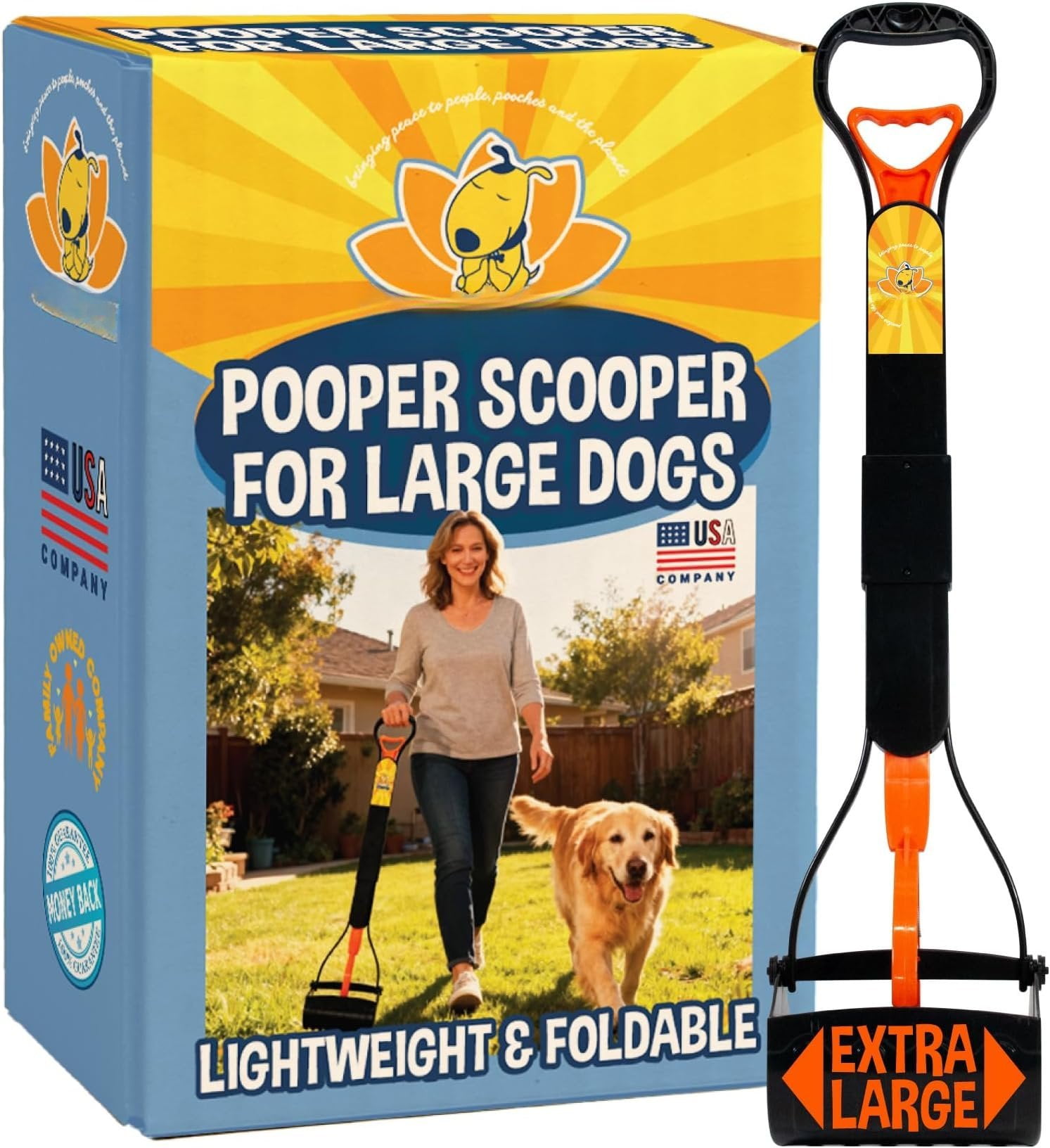 32" Tall Non-Breakable Pooper Scooper for Large s - Lightweight ...