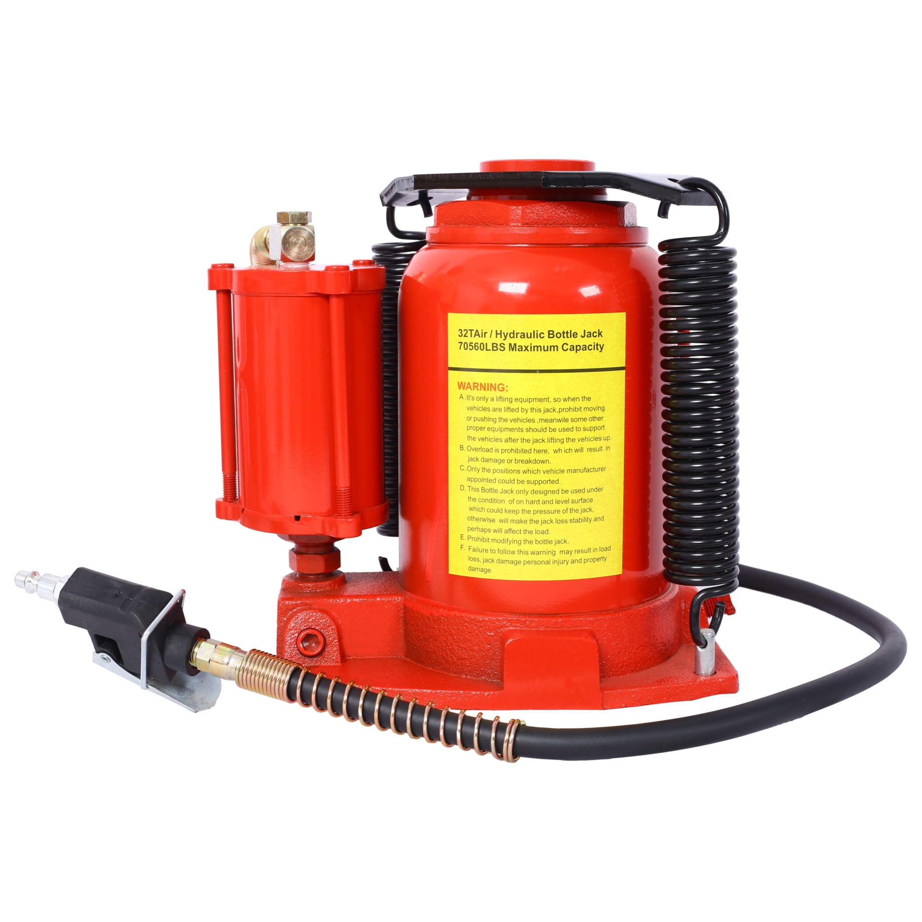 32 Ton Air Hydraulic Bottle Jack, 70,550 LBS All-Welded Heavy-Duty Jack ...