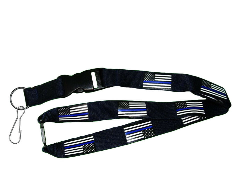 32" USA American Police Thin Blue Line Lanyard With Detachable Key Ring ...