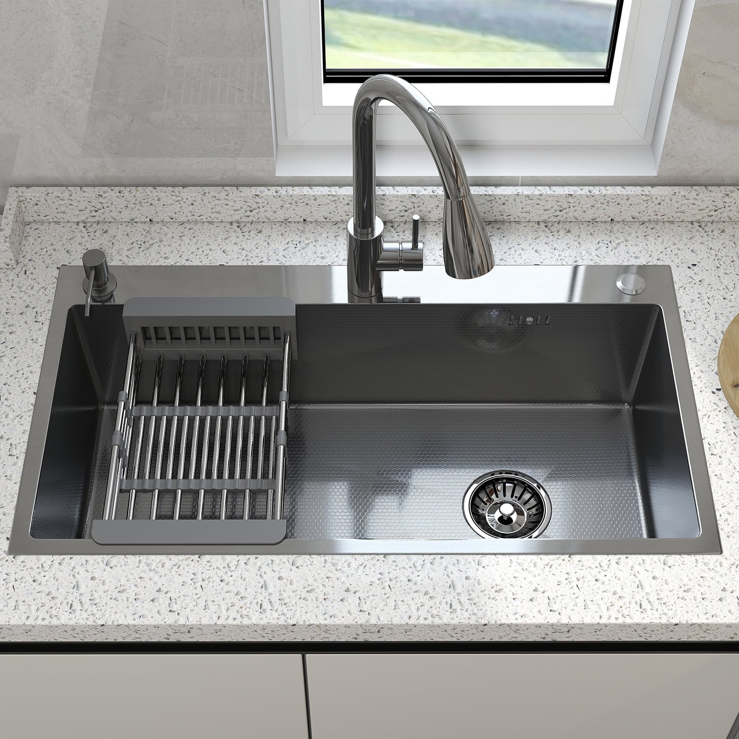 32" Undermount Kitchen Sink Stainless Steel Silver Single Sink Modern ...