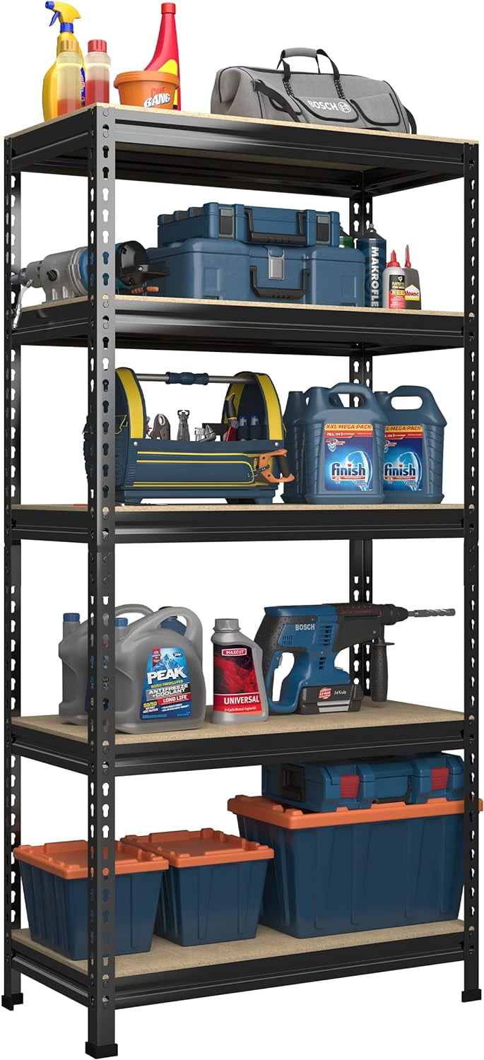 32" W x 16" D x 63" H Storage Shelves - 5 Tier Adjustable Garage ...