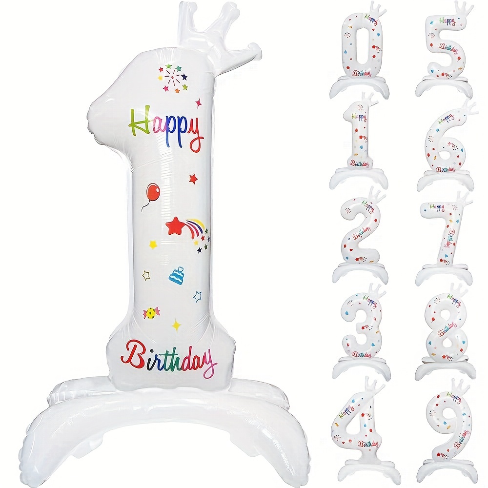"32"" White Crown Number Balloon Set - Perfect for Birthdays ...