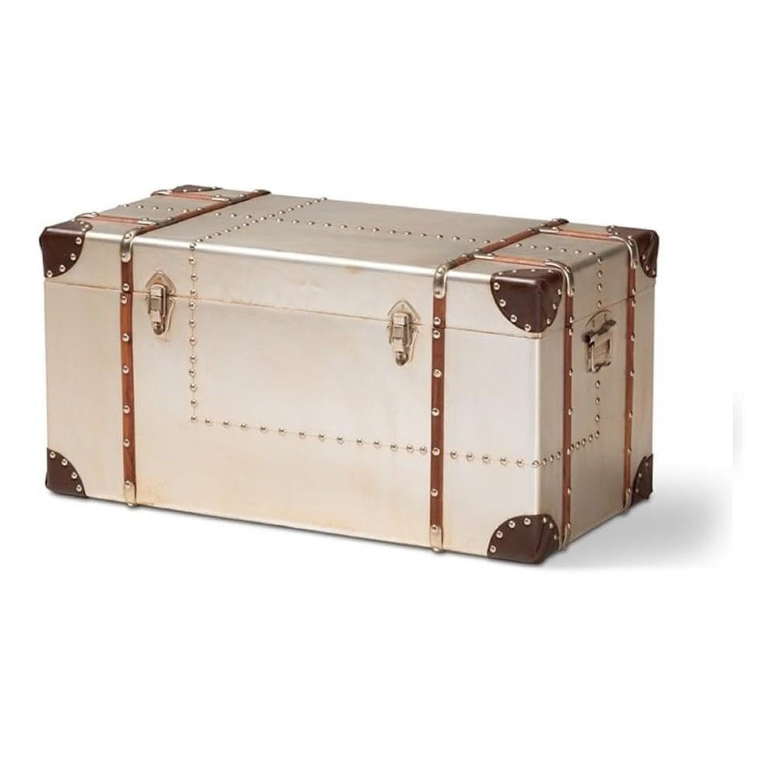 32" Wide Bechet Silver Metal Storage Trunk - Walmart.com