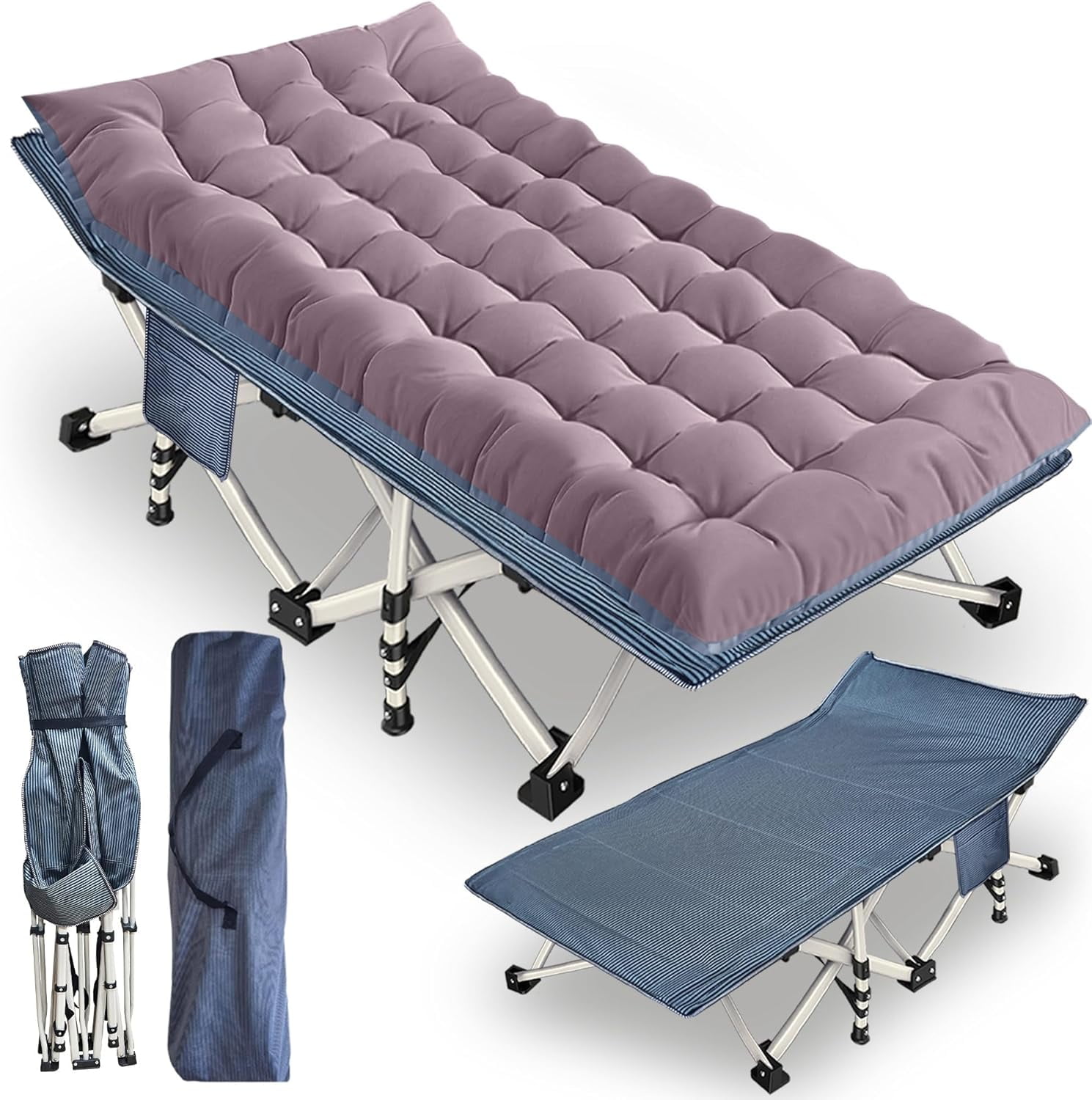 32" Wide Camping Cot with Comfortable Mattress for Adults Oversize XXL ...