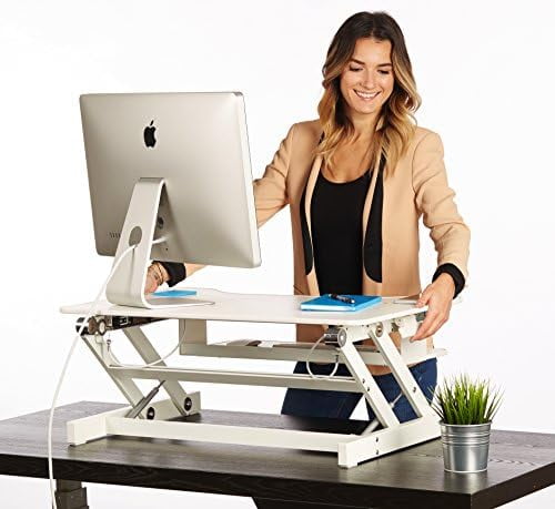 32" Wide White Standing Desk | Desk Riser Classic Stand Up Desk | 32 in ...