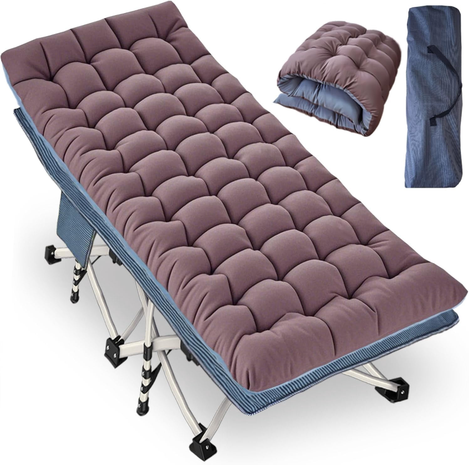 32" Wide XXL Camping Cot with Comfortable Mattress for Adults Oversize ...