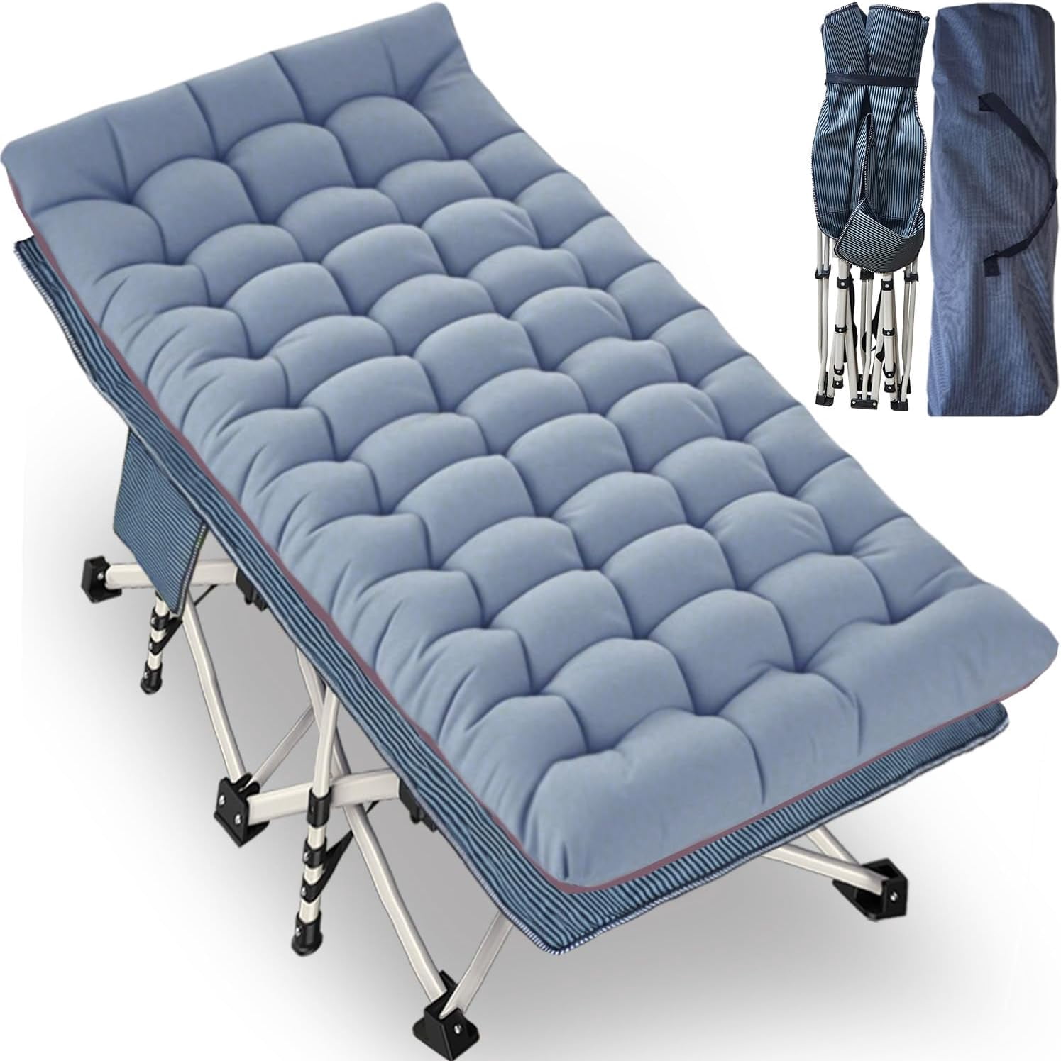 32" Wide XXL Camping Cot with Comfortable Mattress for Adults Oversize ...