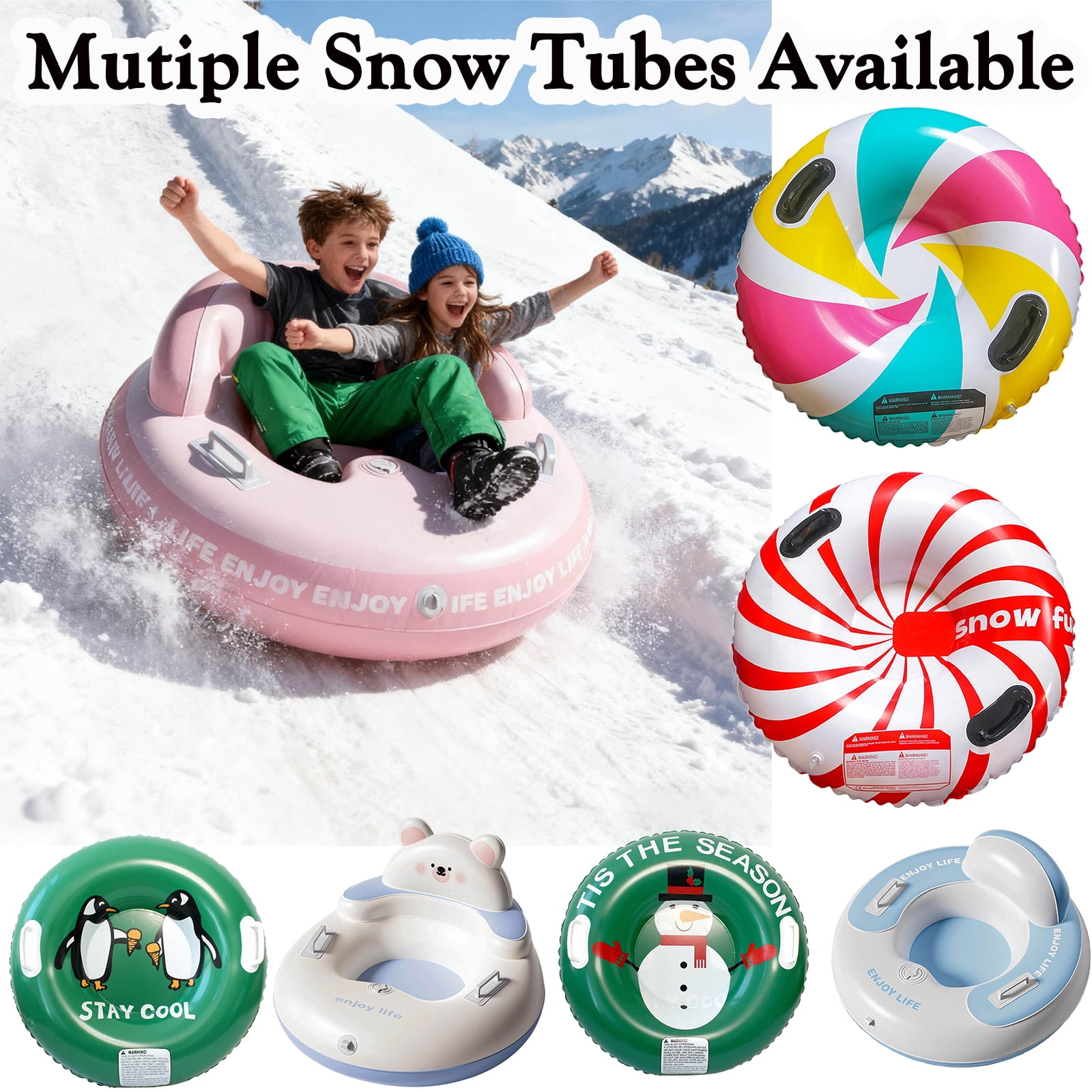 32 in Winter Outdoor Inflatable Ski Ring, Thickened Heavy-Duty Hard ...