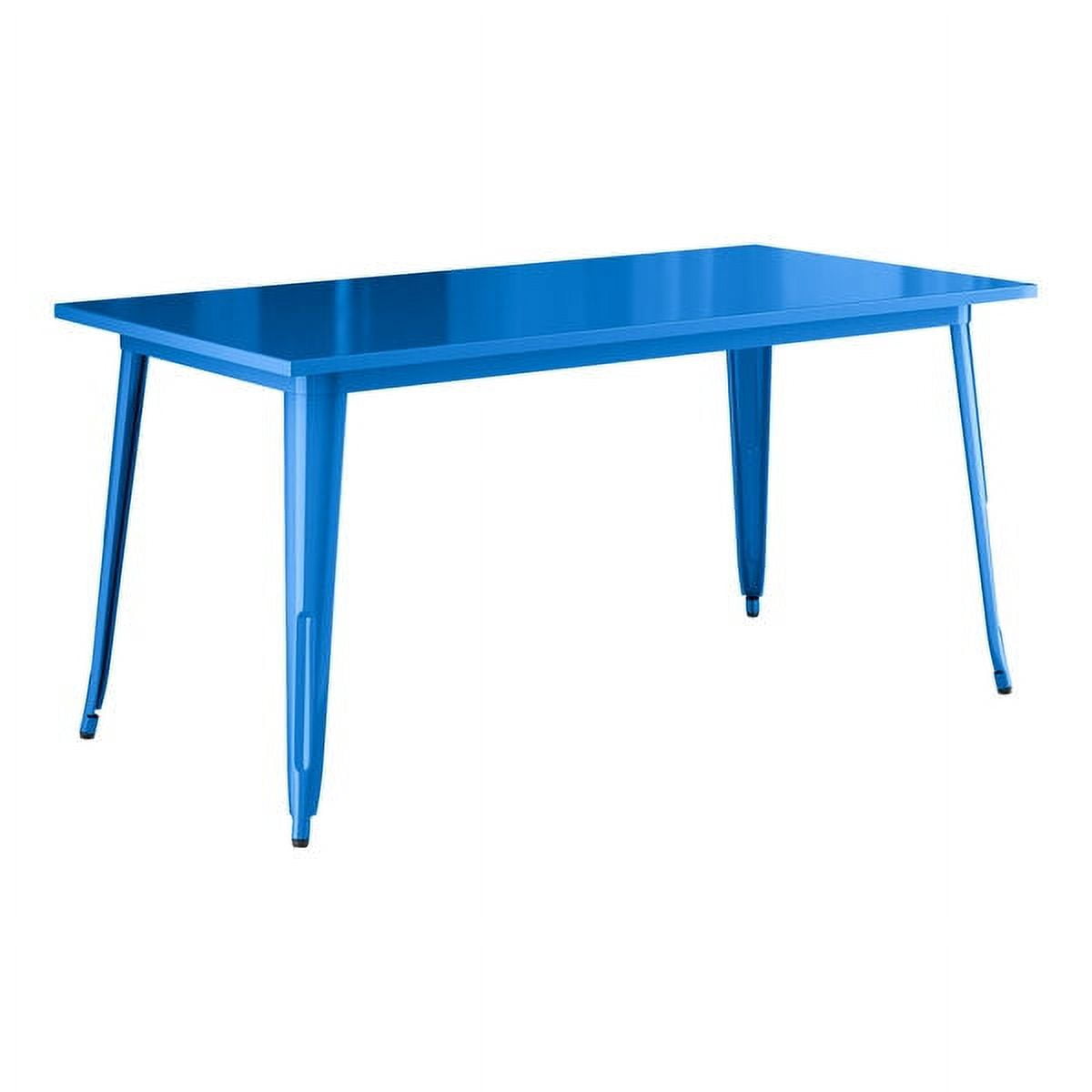 32'' X 63" Rectangular Blue Metal Restaurant Patio Dining Table For ...