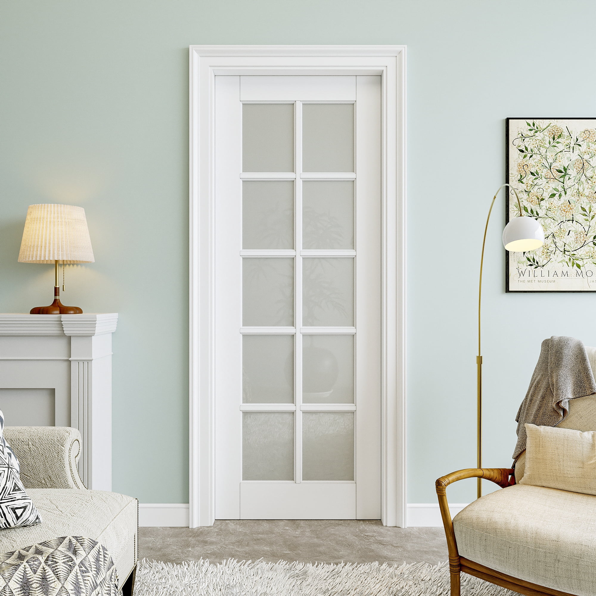 32" X 80" Interior Frosted Glass Door 10 Lite Primed Pantry Door Slab ...