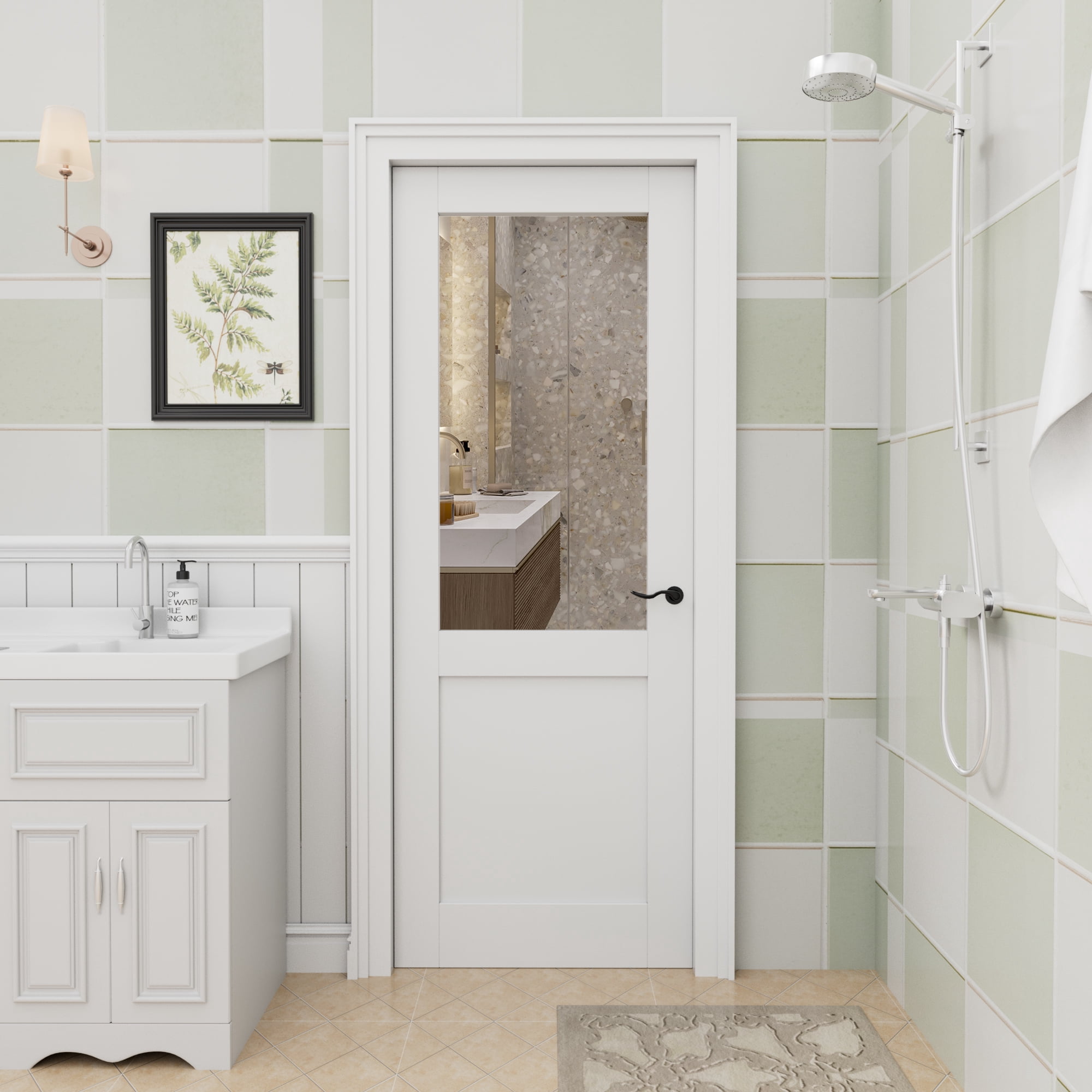 32" X 80" Interior Mirror Door Slab Solid Wood Closet Mirror Sliding ...