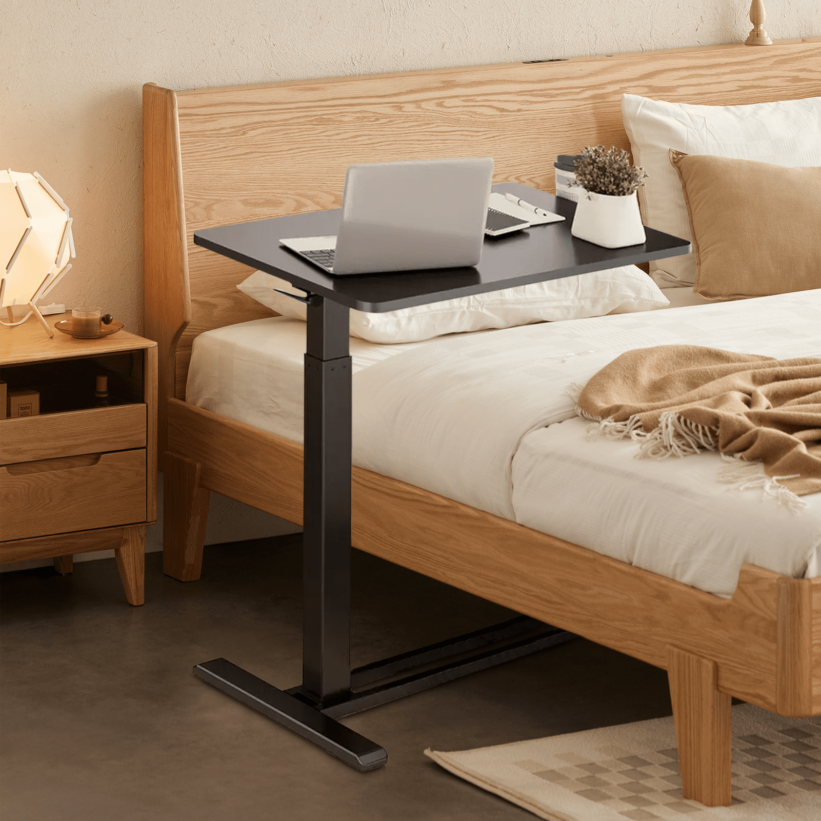 32"X18" Standing Rolling Desk with Hidden Wheels Side Table— Adjustable ...