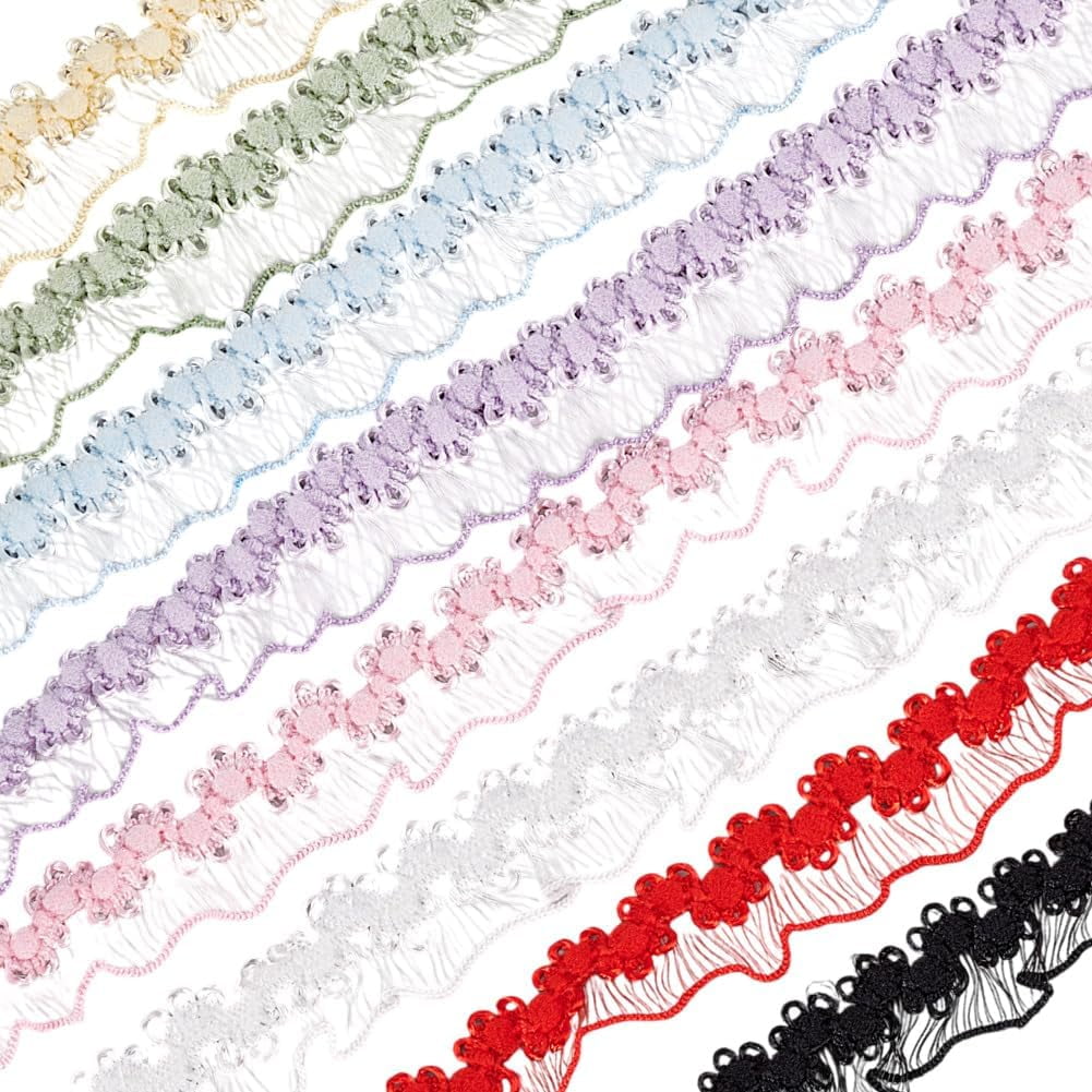 32 Yards(29.2m) 8 Colors Elastic Ruffle Ribbon for Sewing 15mm Wide ...