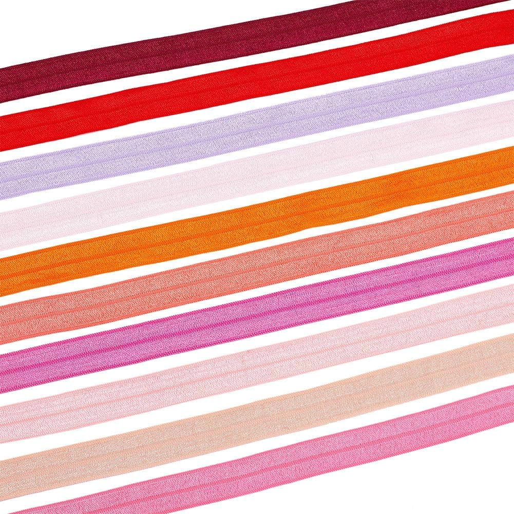 32 Yards Red Folded Elastic Cord 0.6inch Flat Elastic Cord with 10 Wire ...