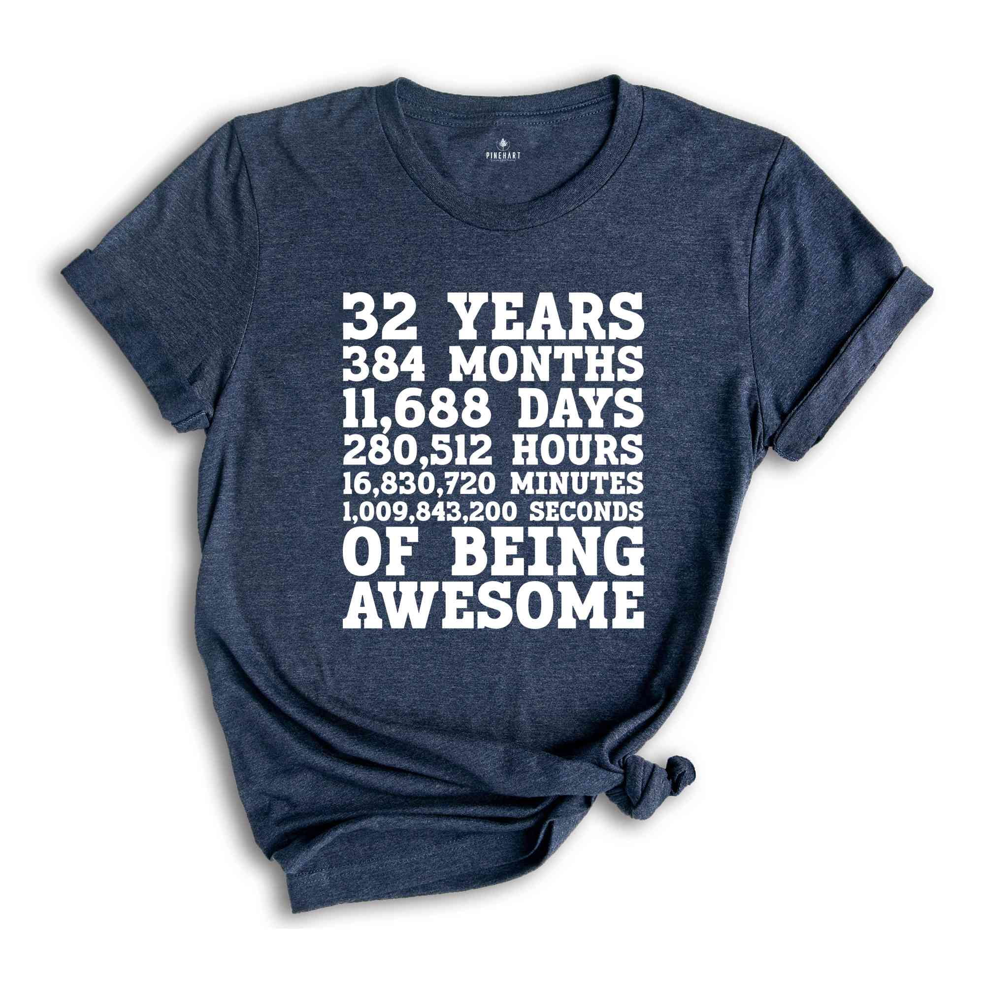 32 Years Definition T-Shirt, 32nd Birthday Shirt, Thirty Two Years Old ...