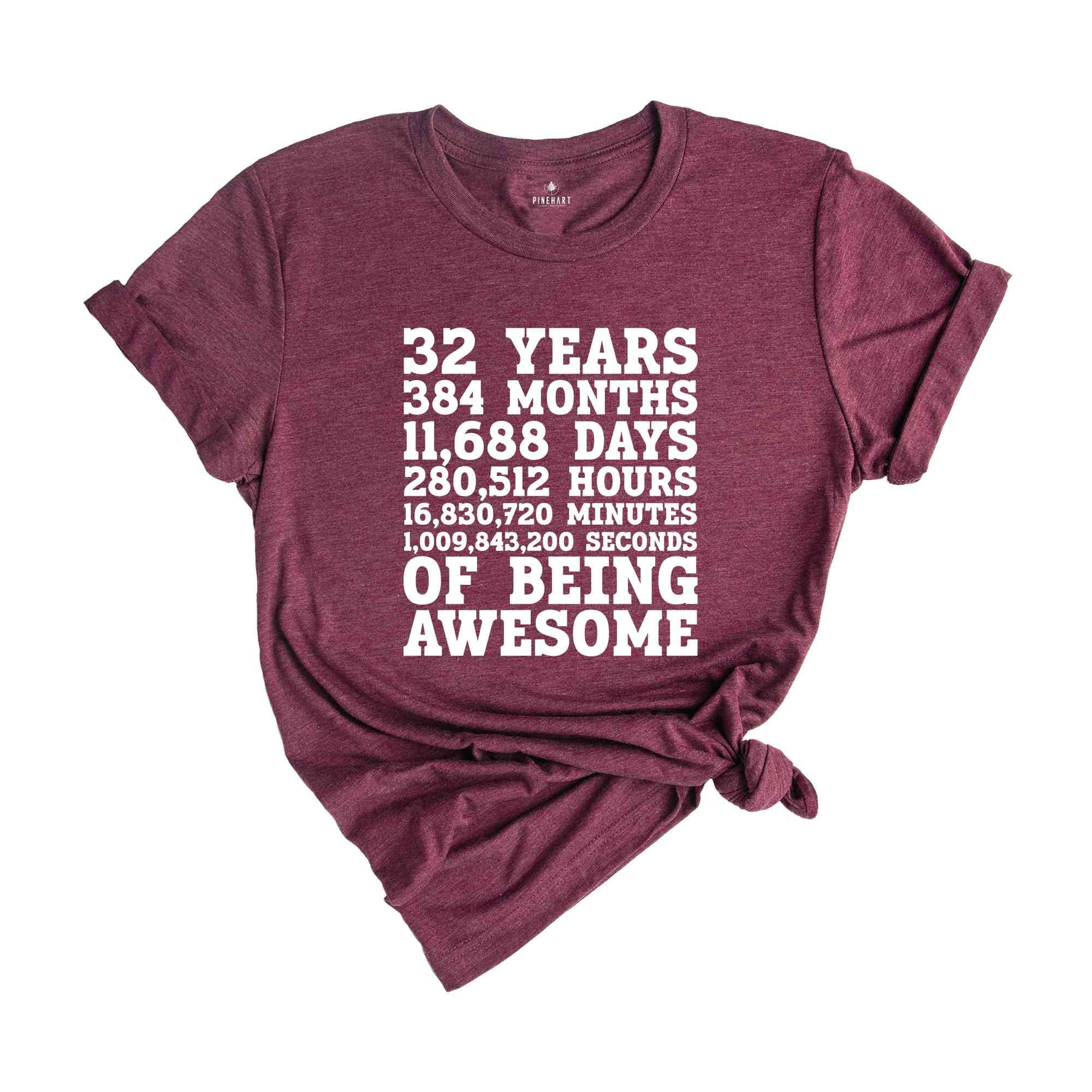 32 Years Definition T-Shirt, 32nd Birthday Shirt, Thirty Two Years Old ...