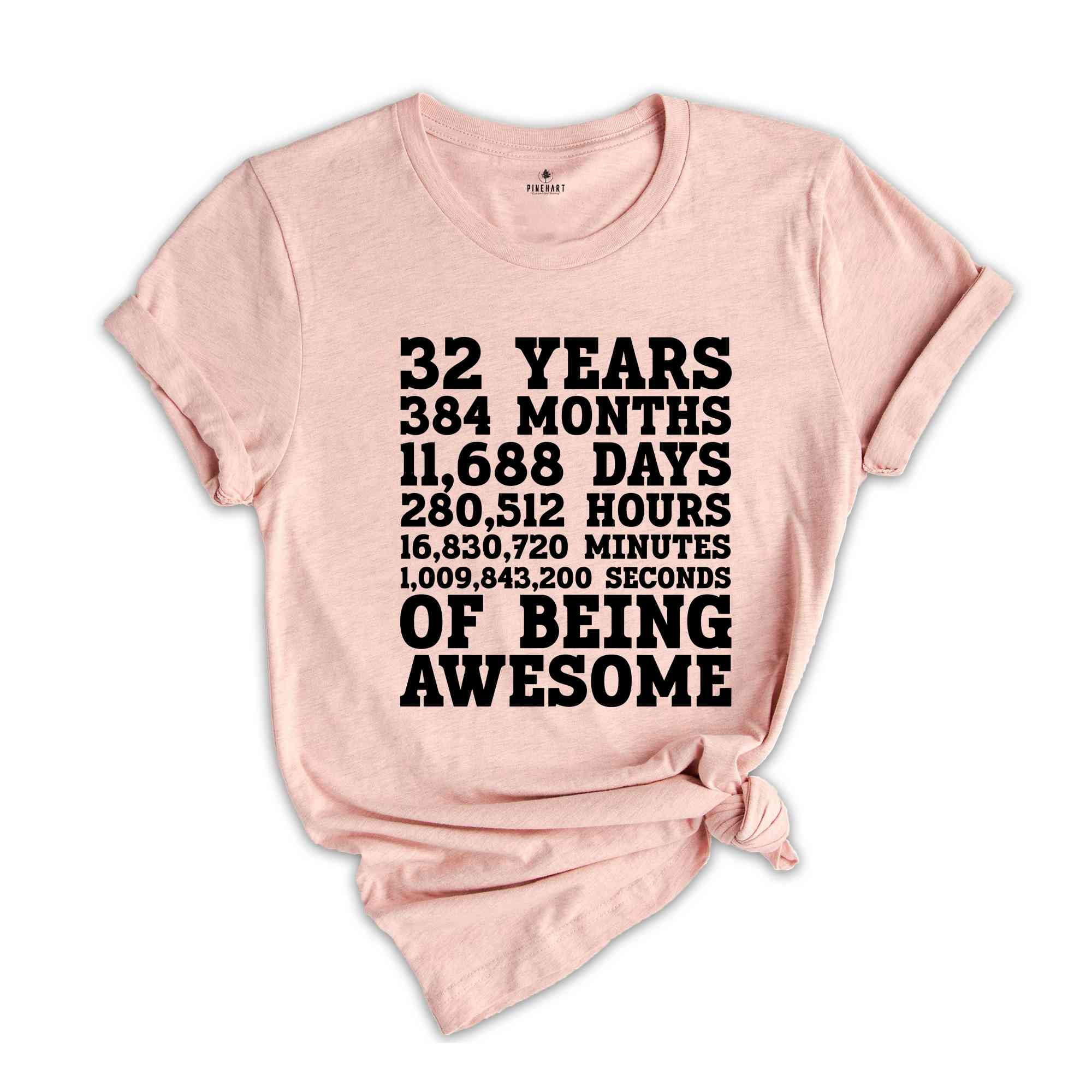 32 Years Definition T-Shirt, 32nd Birthday Shirt, Thirty Two Years Old ...
