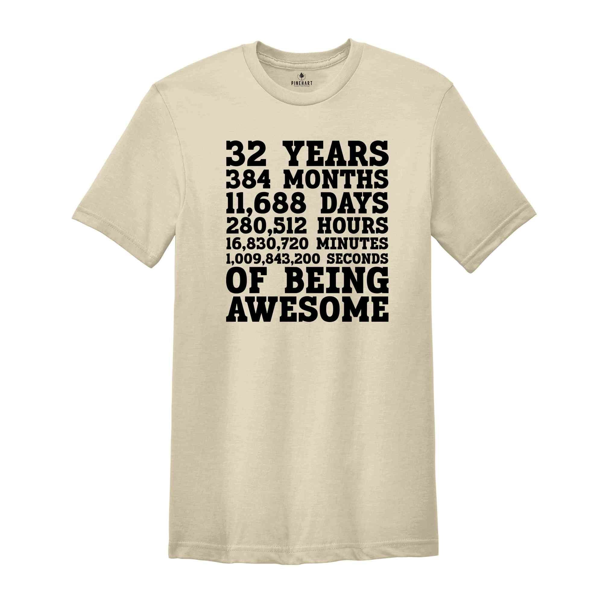 32 Years Definition T-Shirt, 32nd Birthday Shirt, Thirty Two Years Old ...
